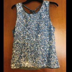 Scala | Tops | Womens Vintage Scala Blouse Tank Blue Sequin M | Poshmark